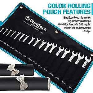 DURATECH 52-Piece Combination Wrench Set, 32PCS Combo Wrench Set & 20PCS Stubby Wrench Set, SAE & Metric, CR-V Steel, with Rolling Pouch
