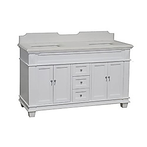 Kitchen Bath Collection Elizabeth 60-inch Double Bathroom Vanity (Quartz/White): Includes White Cabinet with Stunning Quartz Countertop and White Ceramic Sinks