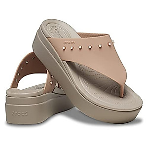 Crocs Women's Brooklyn Platform Flip Flops, Cork/Mushroom, Numeric_11