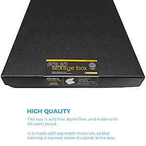 Lineco Clamshell Folio Storage Box, 16.5" x 20.5" x 1.75" Prints, Metal Edge Archival Boxboard, Color: Black