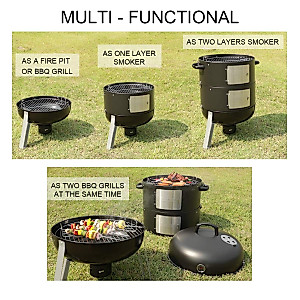 SUNLIFER 20.5 Inch Vertical Charcoal Smoker and Grill Combo, Heavy-Duty BBQ Smokers for Outdoor Cooking Camping