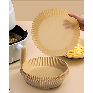 6.3 inch Air Fryer Liners, 100 Pcs Round Air Fryer Liners Disposable Air Fryer Parchment Paper Liners For non-toxic, eco-friendly, Oil-proof, heat-resistant, Food Grade Baking airfryer Liners.