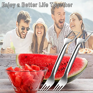 Watermelon Cutter - Watermelon Cutter Slicer Tool & Watermelon Fork 2-In-1, Stainless Steel Cut Watermelon Knife Melon Cutter Slicer, Cantaloupe Cutter for Home Party Camping Kitchen Gadget -1Pcs