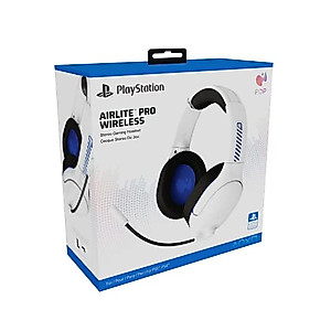 PDP AIRLITE PRO Wireless Power Stereo Gaming Headset with Noise Cancelling Microphone: Compatible with PS5/PS4/PS3 Console/PC, Comfortable Lightweight Headphones, Long Battery Life (Frost White)