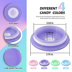 Joyclub 4 Pack Acrylic Lids for 16 oz /20 oz Glass Cups with Bamboo Lids and Straws Reusable Iced Coffee Cup Beer Can Drinking Glasses for Smoothie Whiskey Boba Soda Tea Gift (Candy Color)