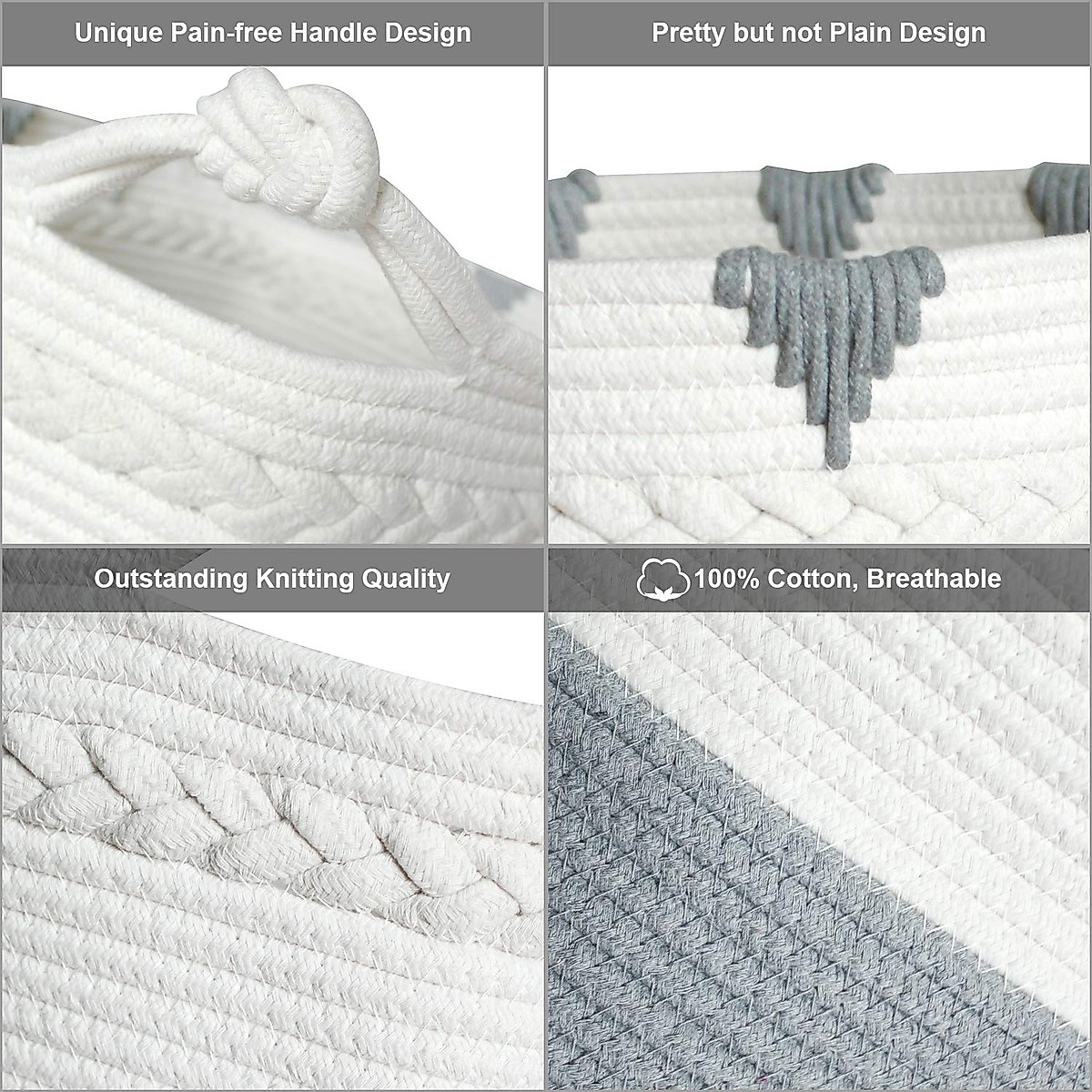 TerriTrophy XXXXLarge Cotton Rope Blanket Basket 22in x 22in x 16in Woven Laundry Hamper Laundry Baskets Storage Basket for Towel, Toys, Diaper, Laundry Basket