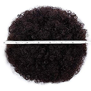 AISI QUEENS Afro Puff Drawstring Ponytail Synthetic Short Afro Kinkys Curly Afro Bun Extension Hairpieces Updo Hair Extensions with Two Clips (6inch,1B)