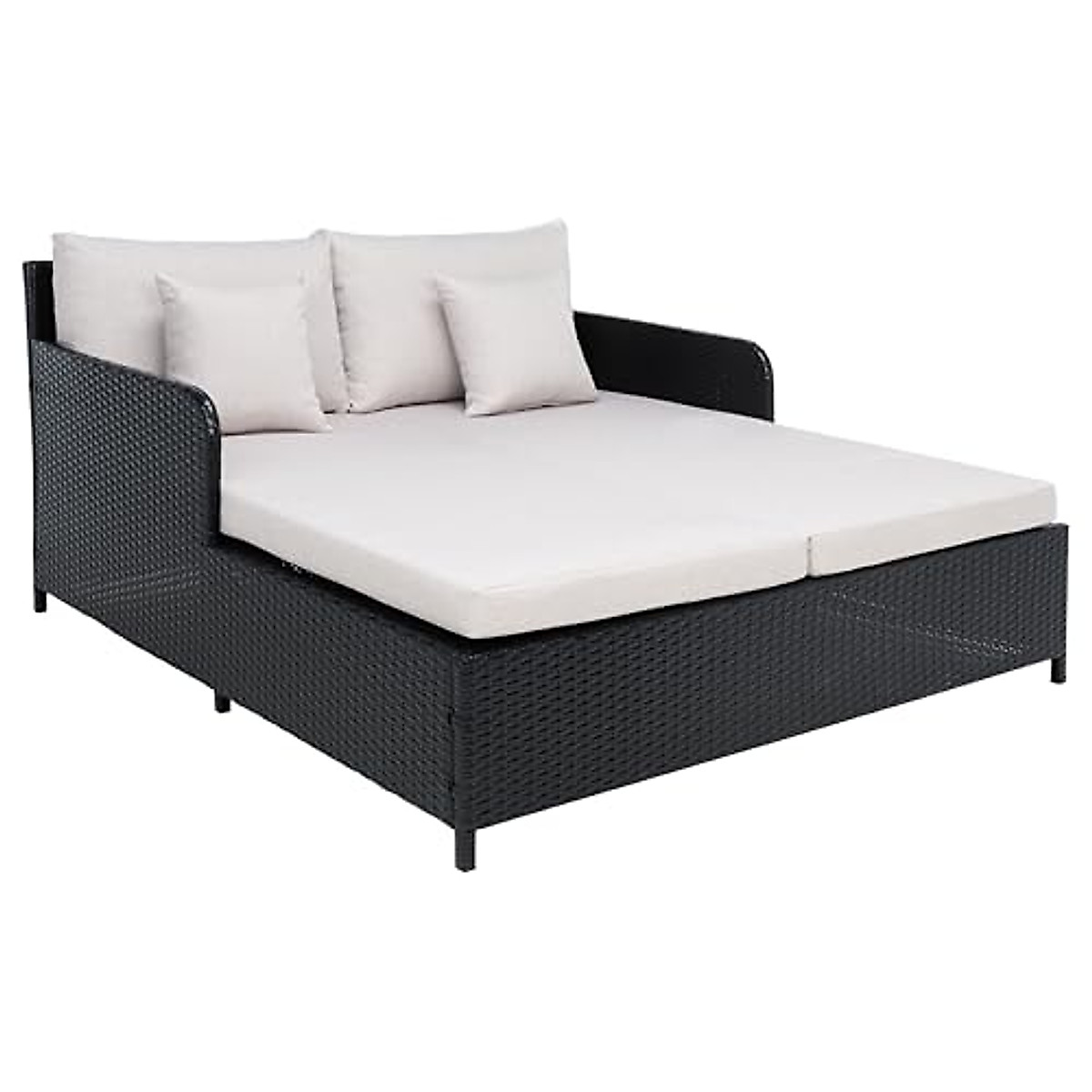 Safavieh Outdoor Collection PAT7500 Daybed, Black/Light Grey