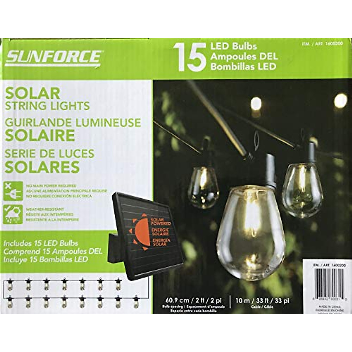 Sunforce LED Outdoor Waterproof 33ft Solar String Lights