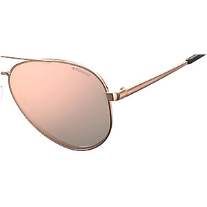Polaroid Sunglasses Women's PLD 6069/S/X Pilot Sunglasses, Copper/Polarized Gray Rose Gold, 61mm, 12mm