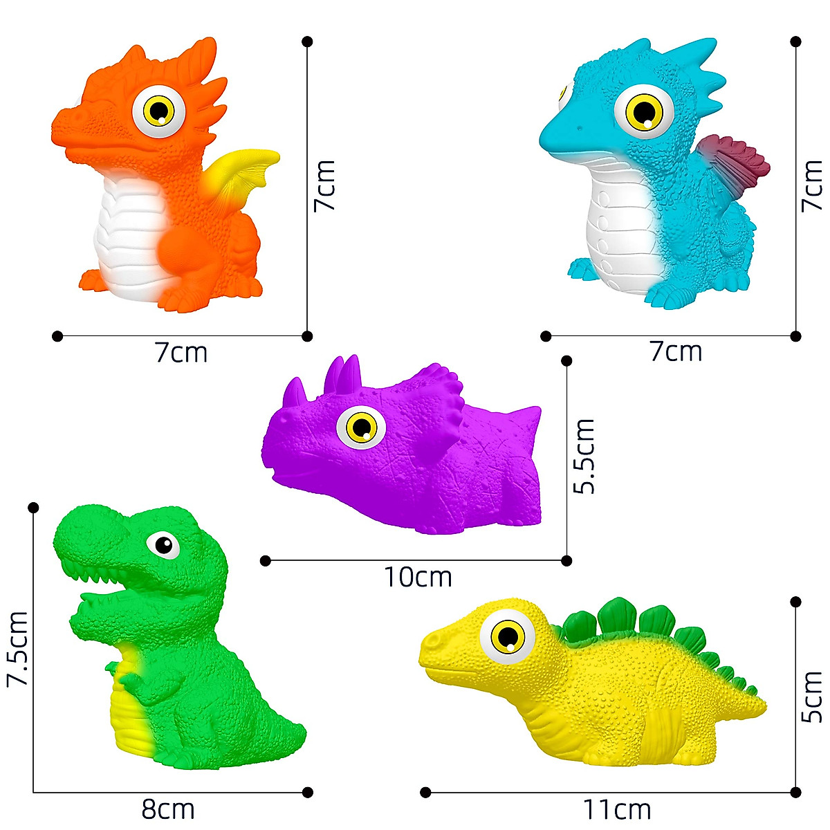 Dinosaur Toy Auto Flashing Dinosaur Model Glowing Figures Bath Toy Playset 5 pcs