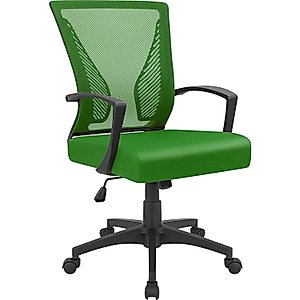 Furmax Office Chair Mid Back Swivel Lumbar Support Desk Chair, Computer Ergonomic Mesh Chair with Armrest (Green)