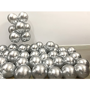 COLORFUL ELVES 100 Pack 5 inches Metallic Silver Balloons Small Mini Chrome Helium Shiny Silver Balloon for Party Decorations