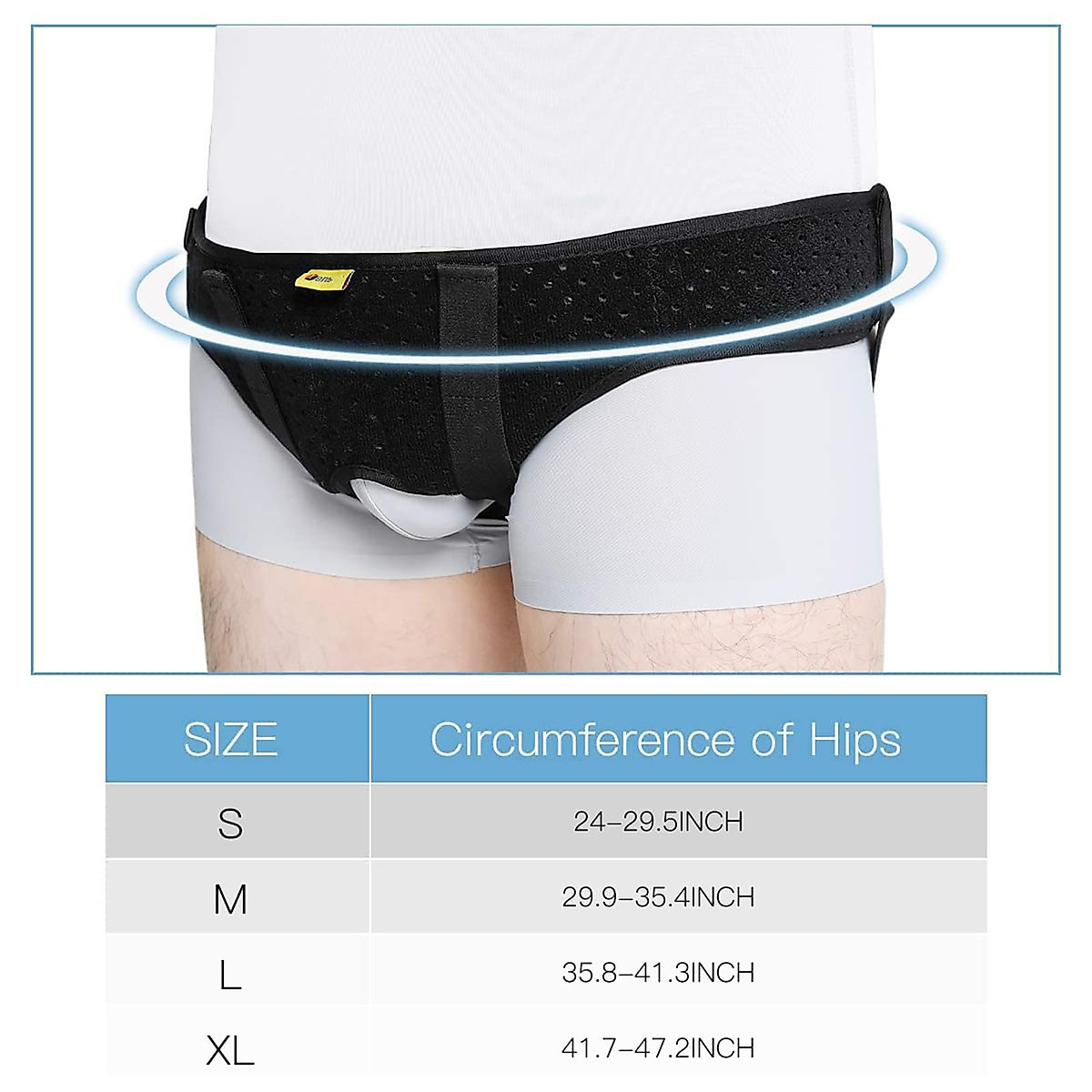 Hernia Belt for Men Hernia Support Truss for Single/Double Inguinal or Sports Hernia, Adjustable Waist Strap with 2 Removable Compression Pads Breathable Material