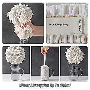 RETON 6PCS Bathroom Hand Towel, Soft Absorbent Quick Drying Chenille Hand Towels, Cute Animal Hanging Hand Towels for Kitchen Powder Room Kids (White+Gray+Pink+Blue, Hedgehog)