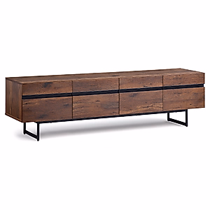 WAMPAT Modern TV Stand for up to 75 inch TV, Wood Entertainment Center TV Console Table with Storage Cabinets Media Console for Living Room, Brown