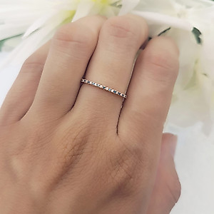 Dazzlingrock Collection 0.08 Carat (ctw) Alternate Round Blue & White Diamond Dainty Stackable Wedding Band for Her in 10K Yellow Gold Size 7