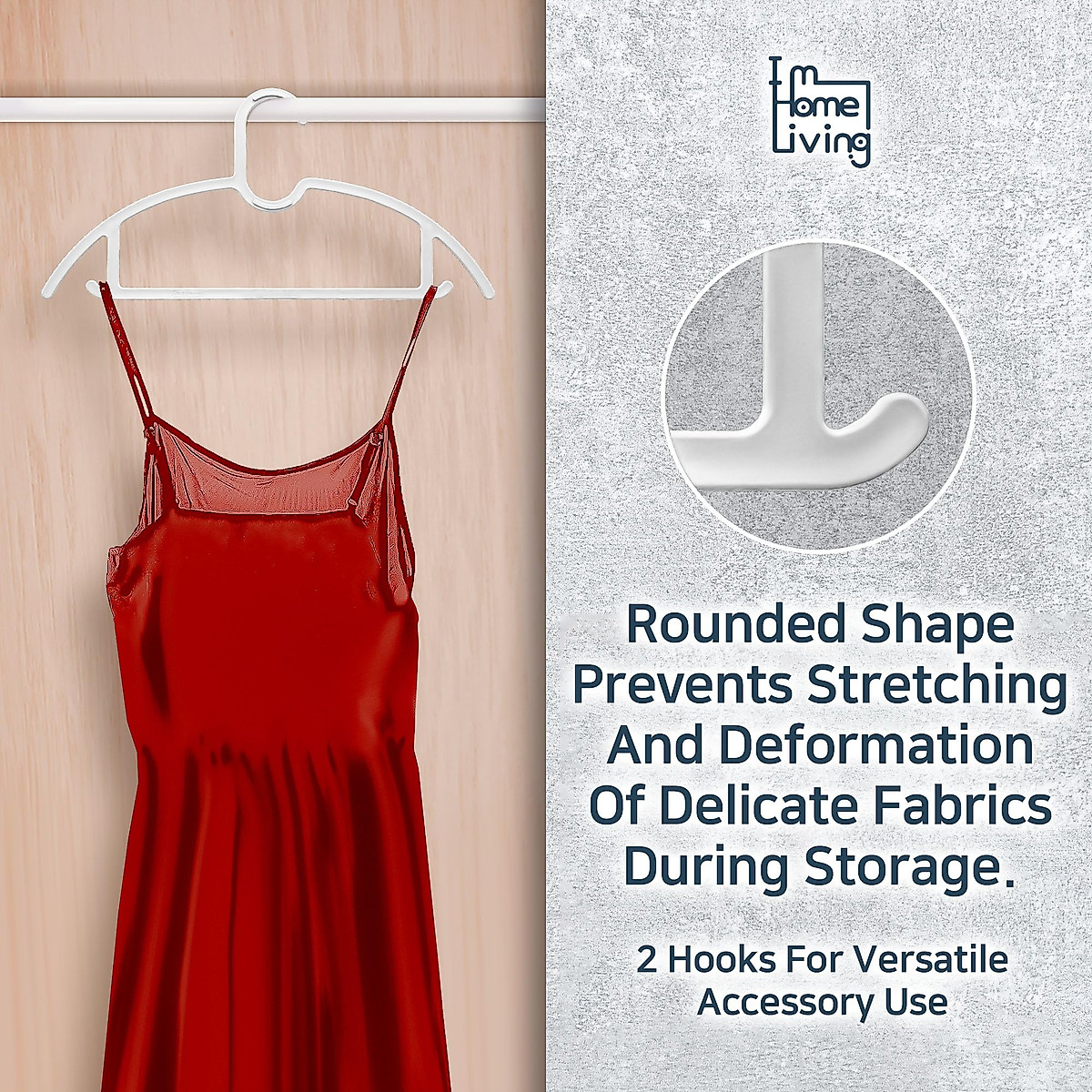 I M HOME LIVING Interlocking Slim Link Hangers 50 Pack with Connector Hooks, Premium Space-Saving Hangers, Heavy Duty Design for Coats, Suits, and Shirts, Neatly Stackable for Storage (White, 50)