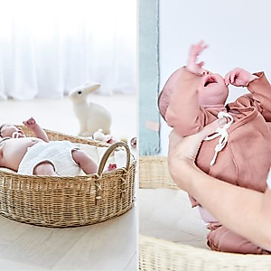 BEBE BASK Baby Diaper Caddy Organizer in Organic Rattan w Removable Divider - Luxury Wicker Diaper Caddy Basket Makes The Perfect Cute Diaper Caddy for Baby Girl & Diaper Caddy for Baby Boy