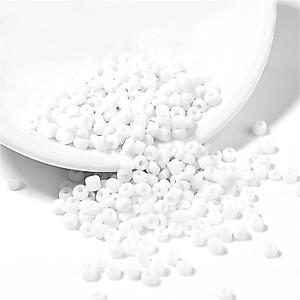 Auvoau 3mm Glass Seed Seed Beads Opaque White About 5000pcs/150Grams 8/0 Small Craft Beads for DIY Bracelet Necklaces Craft Jewelry Making Supplies