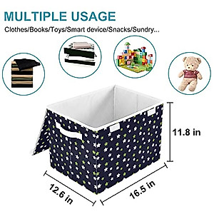 CaTaKu Stars and Stripes Storage Bins with Lids and Handles, Fabric Large Storage Container Cube Basket with Lid Decorative Storage Boxes for Organizing Clothes