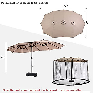 Tiimmgaal 15FT Mosquito Netting for Patio Umbrella Double Sided Patio Umbrella Canopy Netting &10X10 Ft gazebo (Black)(Does Not Contain Gazebo Patio Umbrella) (15FT Black)