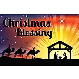 BANNER BUZZ MAKE IT VISIBLE Christmas Blessing Banner, Decorative Holiday Christmas Banner Sign, Heavy Duty 11 Oz Vinyl, Metal Grommets & Hemmed Edges, Perfect for Outdoor Home Garden Decor (5' X 2')