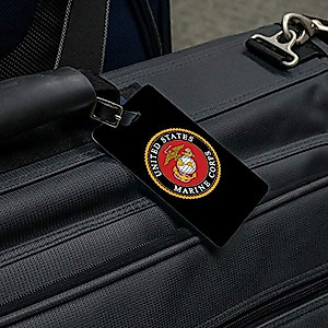Marines USMC Emblem Black Yellow Red Luggage ID Tags Cards Set of 2