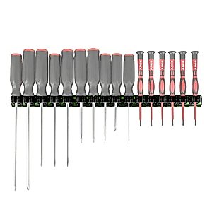 ARES 62028 - Green 16.5-Inch Hand Tool Holder - Aluminum Rail Stores up to 16 Screwdrivers or Small Tools and Keeps Your Garage Organized