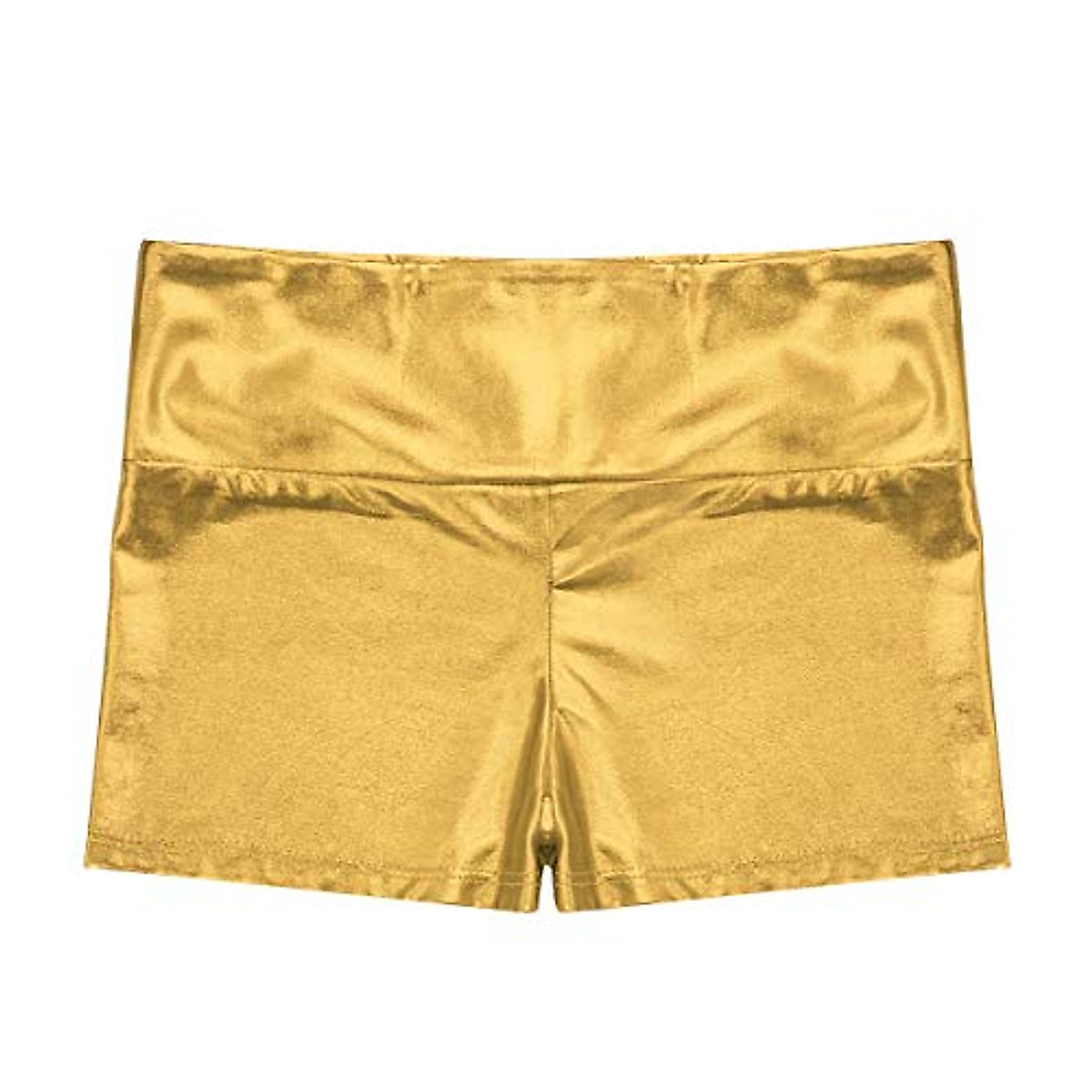 QinCiao Kids Teens Girls Shiny Metallic Ballet Active Dance Shorts Gymnastics Fitness Shorts Bottoms Hot Pants Gold 6