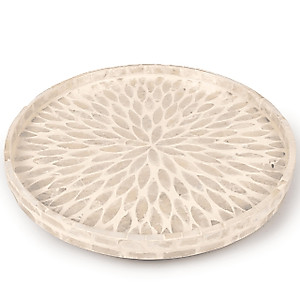 CLAYNIX Lazy Susan for Countertop - Lazy Susan for Table, Mother of Pearl Turntable Organizer, Lazy Susan Turntable Organizer for Cabinet Pantry Kitchen Countertop Refrigerator Cupboard (12.5 in)