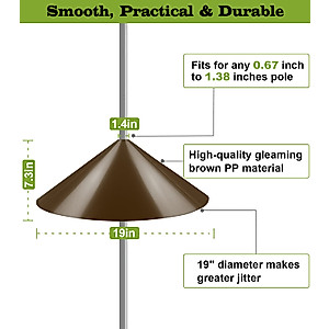 Ansionsol 19 Inch Wide Squirrel Baffle for Bird Feeder Pole, Outside Pole Mount Stopper & Bird House Guard for Outdoor Shepherd’s Hook, Brown, 1 Pack