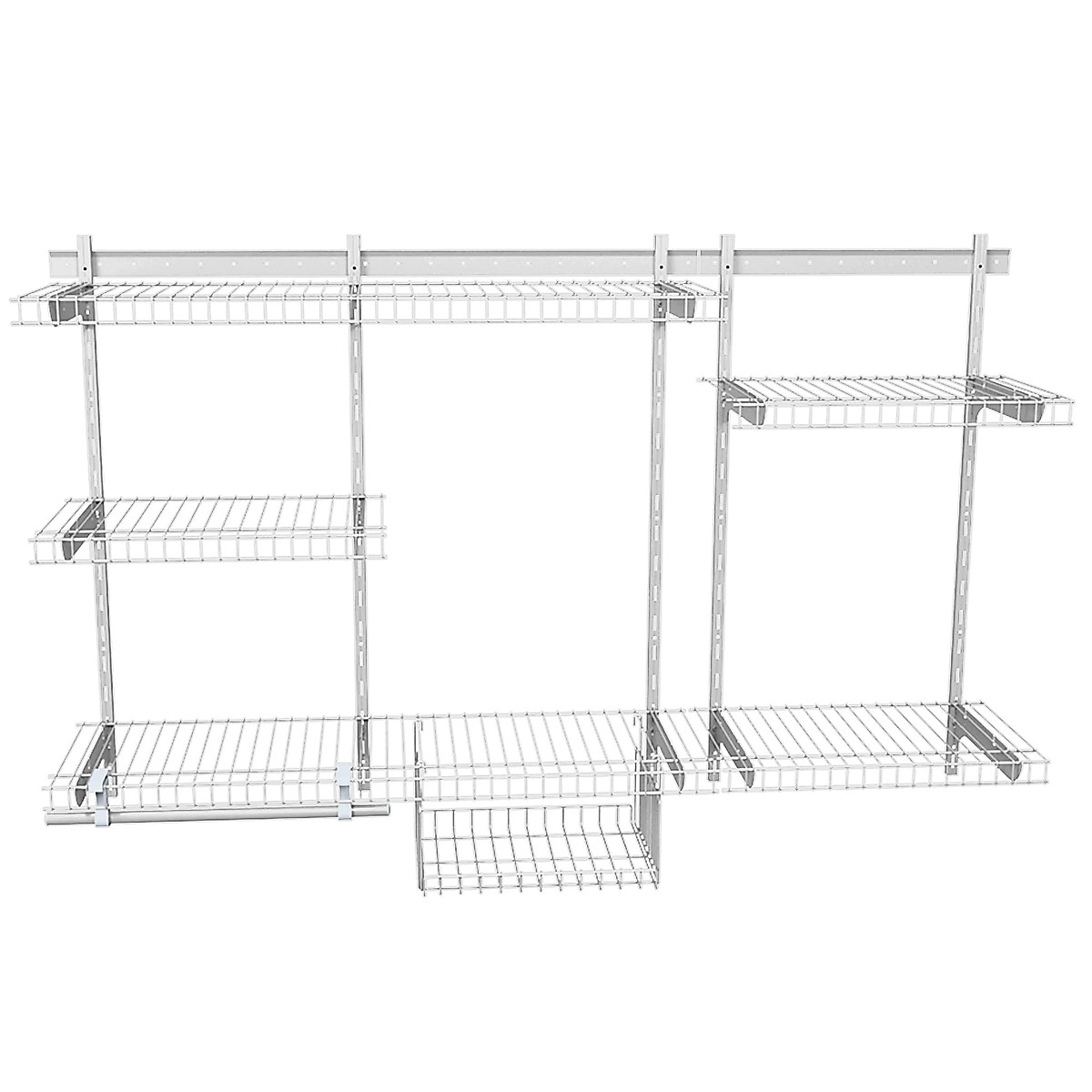 SOH DESIGN Adjustable White Wire Closet Shelf Kit, 3-5 FT Expandable Organizer System for Versatile Home Storage