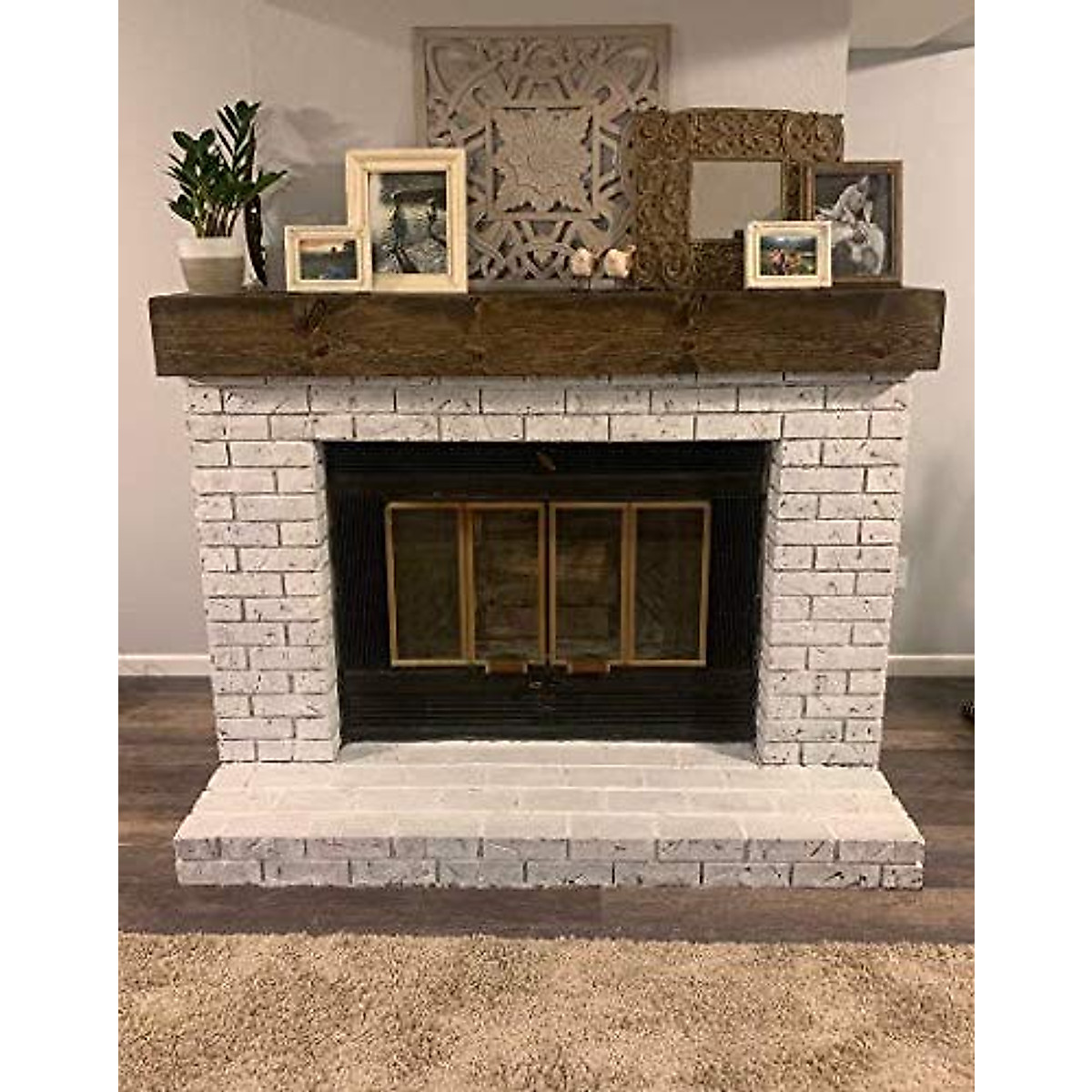 RoCoWood Rustic Handmade Floating Wooden Beam Mantel (72 inches, Jacobean)