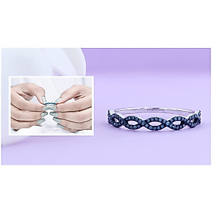 Dazzlingrock Collection 0.20 Carat (Cttw) 10K Round Blue Diamond Women Swirl Anniversary Stackable Ring 1/5 CT, White Gold, Size 8