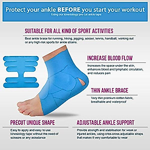 M7 Sport Kinesiology Ankle Tape for Ankle Sprain and Injury Recovery, Kt Tape for Ankle, Pain Relief Therapeutic Tape, Plantar Fasciitis, Waterproof, Eases Swelling (Beige, 4-Pack)