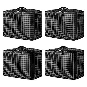 4 Pack Large Moving Boxes with Zippers & Handles, 75L Sturdy Oxford Fabric Storage Totes for Space Saving, Waterproof Storage Bags Closet Organizers for Clothes,Blanket,Beding,Moving Supplies