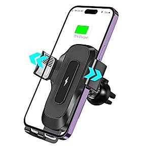Wireless Car Charger, Amlink 15W Max Qi Fast Charging, Auto-Clamping Alignment Car Phone Holder Mount, Air Vent Wireless Charging for iPhone 14 13 12 11 Pro Max, Samsung Galaxy S22 S21 S20+, etc
