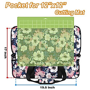 Double-Layer Carrying Case for Cricut Maker 3, Maker, Explore Air 2, Explore 3, Die Cut Machine, Water Resistant Carrying Bag with Cutting Mat Pocket, Storage Tote Bag for Tools Accessories, Floral
