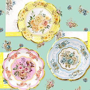 Tea Party Supplies Floral Party Dinnerware Tea Party Decorations 12 Paper Tea Cups and Saucers, Plates Napkins Tablecloth