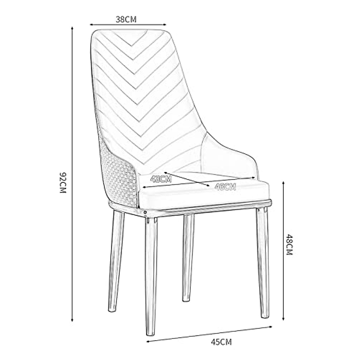 ANDGRO Kitchen Dining Room Chairs Modern Dining Chairs Set of 6 with Soft PU Leather Cover Cushion Seat and Metal Legs Living Room Side Chairs (Color : Light Grey)