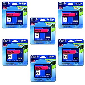 Brother Genuine P-Touch TZE-441 Tape, 3/4" (0.7") Wide Standard Laminated Tape, Black on Red, Laminated for Indoor or Outdoor Use, Water-Resistant, 0.7" x 26.2' (18mm x 8M), Single-Pack, TZE441 (6)