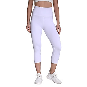 Zioccie High Waisted Capri & Full Length Leggings for Women - Buttery Soft Tummy Control Yoga Pants for Workout Running (Capri White, One Size)