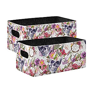Dream Catchers Skulls Storage Basket Felt Storage Bin Collapsible Towel Storage Clothes Toys Bin Organizer for Pet Supplies Magazine