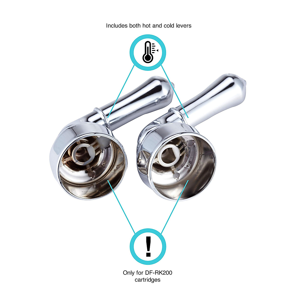 Dura Faucet DF-RKC-CP RV Replacement Hot and Cold Classic Handles - Metallic Plating Over ABS Models Only (Chrome Plated Over ABS Plastic)