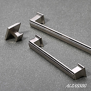 Alzassbg 10 Pack Brushed Satin Nickel Cabinet Pulls, 5 Inch(128mm) Hole Center Cabinet Handles Kitchen Pulls for Cabinets and Drawer AL3071SN