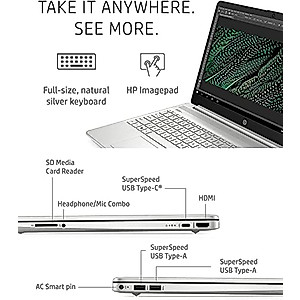 HP Newest Laptop, 15.6" Full HD Touchscreen, Intel Core i7-1165G7, 32GB RAM, 1TB PCIe SSD, Backlit Keyboard, Fingerprint Reader, Webcam, WiFi 5, HDMI, Type-C, Bluetooth, Windows 11 Home, Silver