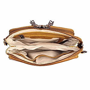 Lady Conceal Locking RFID Protected CCW Purses for Women Natasha Crossbody for Medium-Frame Handgun (Mustard)