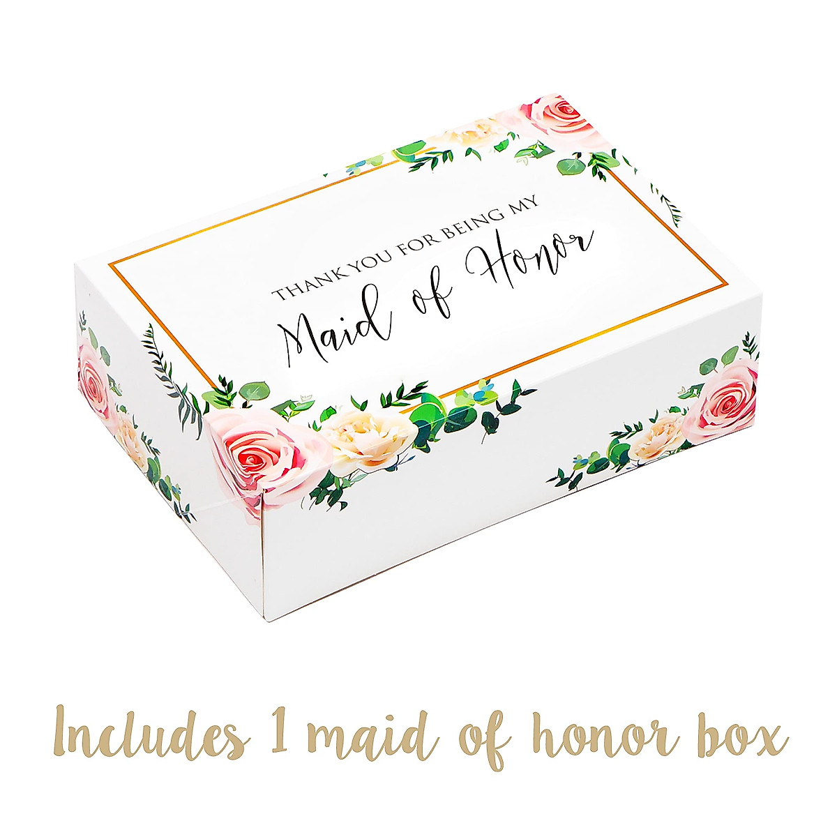 Maid of Honor Thank You Box (Single Box) Thank You For Being My Maid of Honor I Maid of Honor Box for Maid of Honor Gifts | Floral Style