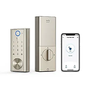 eufy Security S230 Smart Lock Touch & Wi-Fi, Fingerprint Scan, Keyless Entry Door Lock, Smart Built-in Wi-Fi Lock, Bluetooth Electronic Deadbolt, Touchscreen Keypad, BHMA Certified, IP65 Weatherproof